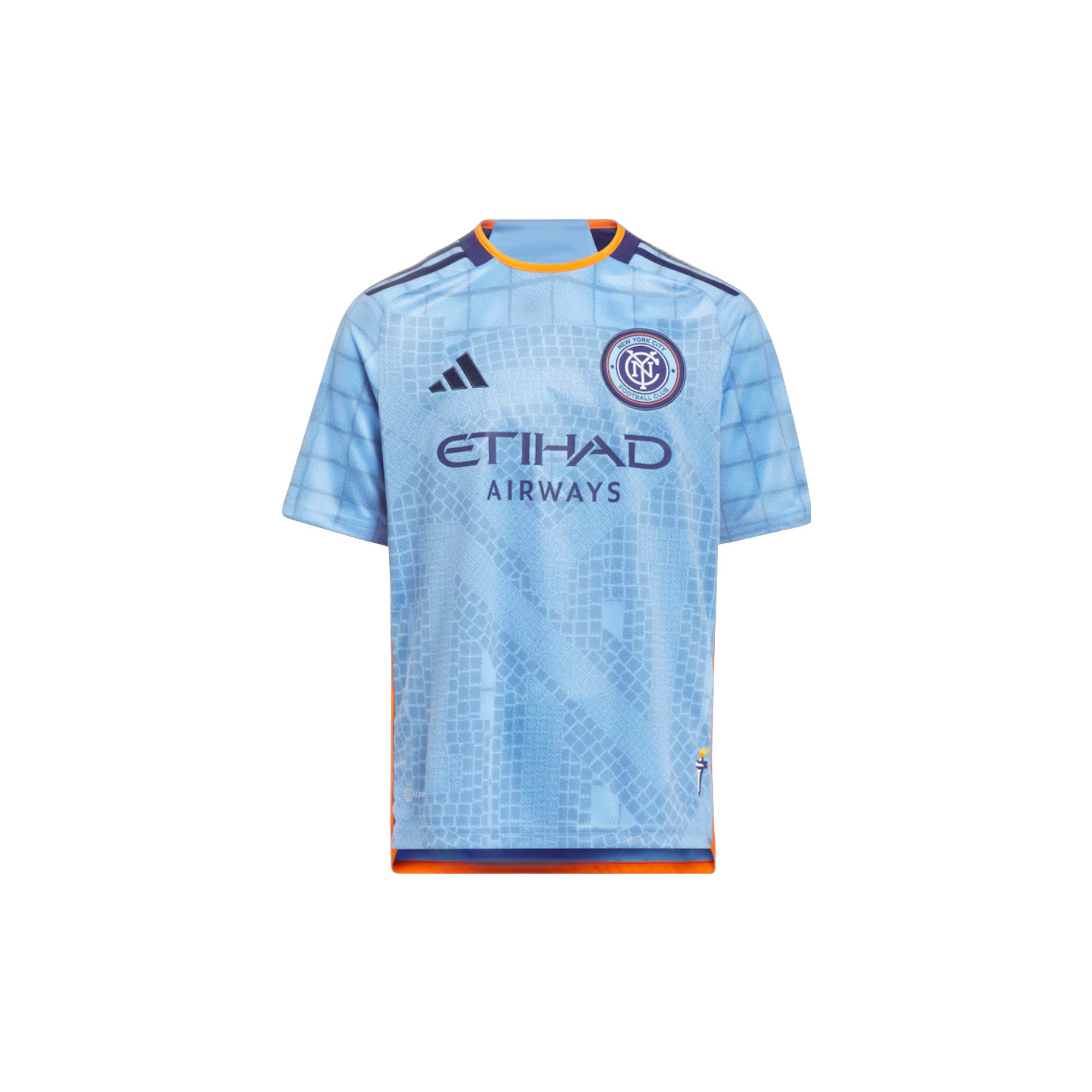 New York City FC Kids adidas Light Blue 2023 Kit - SOCCALORD